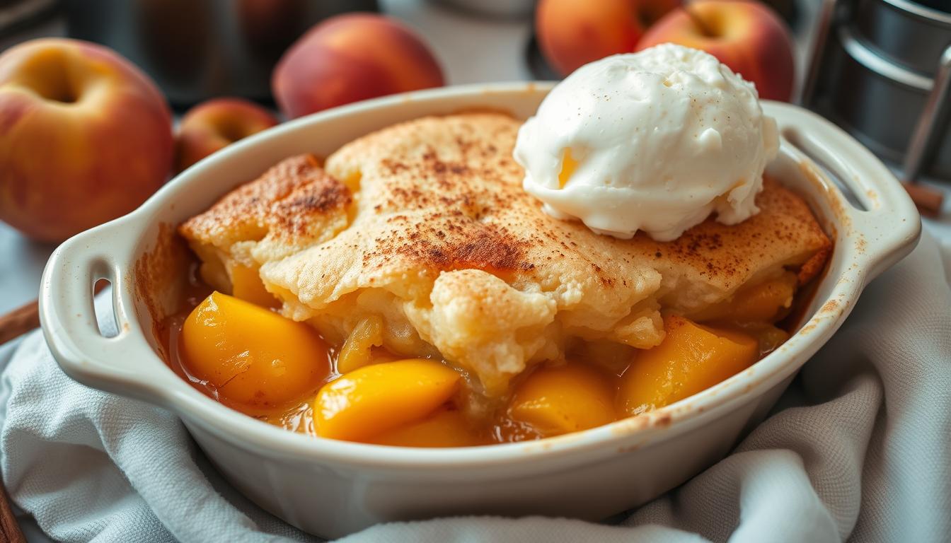 How to make peach cobbler with cake mix in 3 easy steps